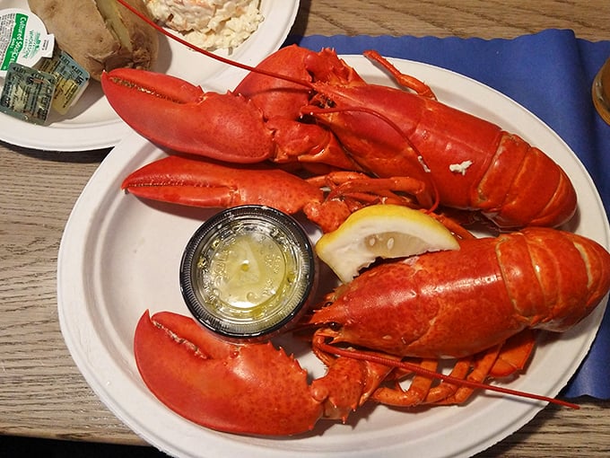 Red as a sunset and twice as satisfying. These perfectly steamed lobsters with drawn butter are why bibs were invented in the first place.