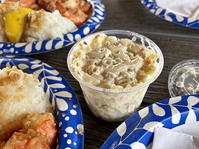 The unsung hero of any Hawaiian plate lunch. This mac salad provides the perfect creamy counterpoint to Giovanni's garlicky main attraction.