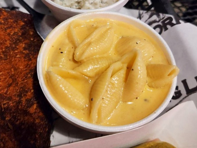 Mac and cheese that achieves that perfect molten gold status. Comfort food that makes you want to hug whoever invented pasta.