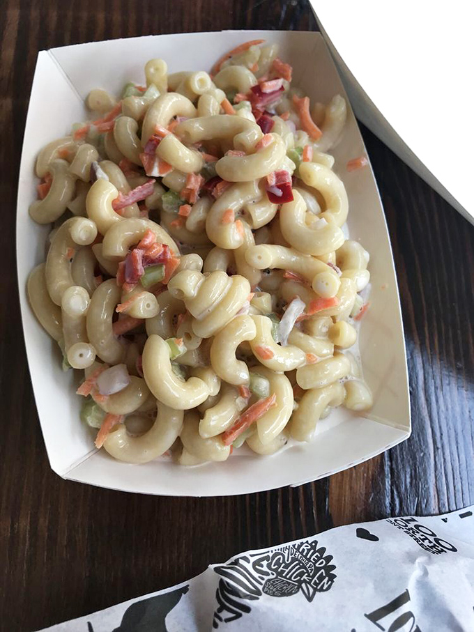 Mac salad that your picnic dreams are made of&mdash;tender pasta, crisp vegetables, and a dressing that strikes the perfect balance between creamy and tangy.