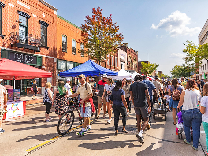 Downtown comes alive during festival season, with Dotters Books and other local shops providing the perfect backdrop for community gatherings that feel both spontaneous and timeless.