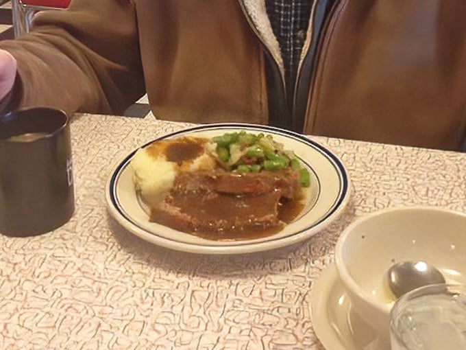 Meatloaf that would make your grandmother nervous about her recipe, served with gravy that should be bottled and sold as liquid comfort.