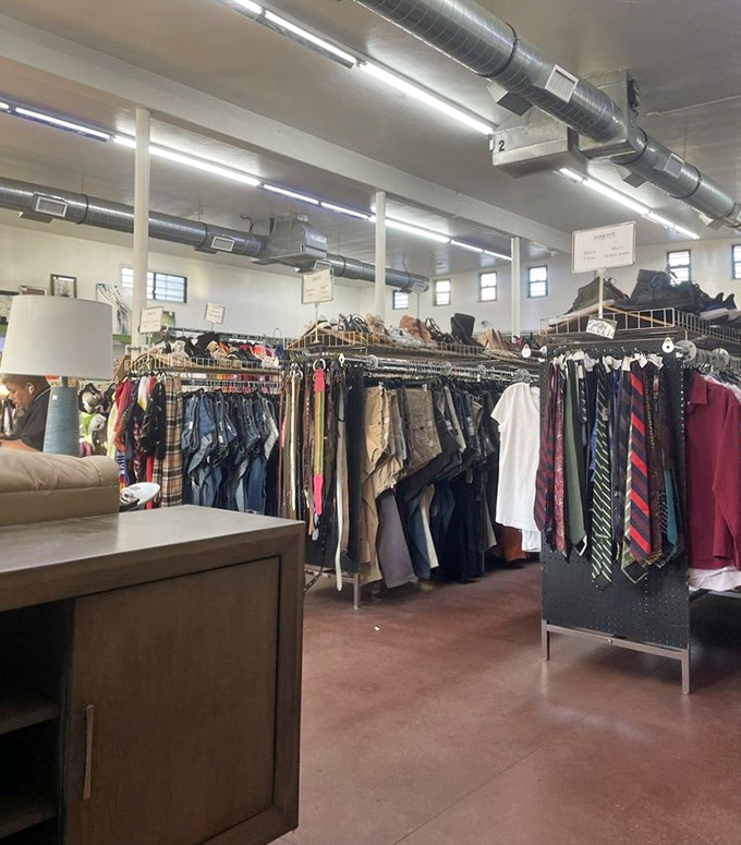 Men's clothing organized with surprising precision. Like your closet would look if Marie Kondo and your college roommate reached a compromise.