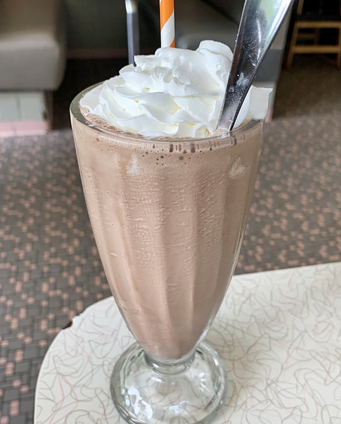 This chocolate milkshake isn't just a drink; it's a dessert masquerading as a beverage to avoid adult judgment.