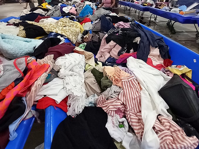 Textile treasure troves await the patient hunter. These colorful layers of clothing hide designer gems and vintage classics for eagle-eyed shoppers.