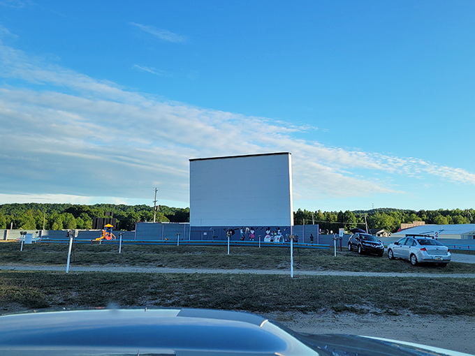 The mighty screen stands tall against the sky, ready to transport you anywhere but here.