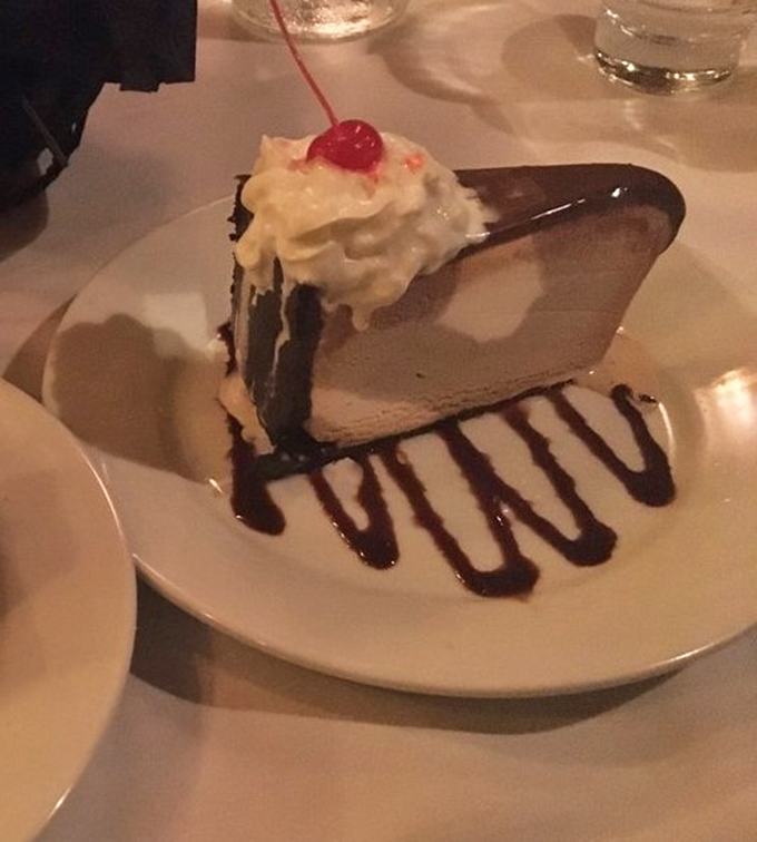 The Mud Pie arrives like a celebrity at the table&mdash;chocolate and coffee frozen in a moment of sweet harmony, topped with a cherry exclamation point.