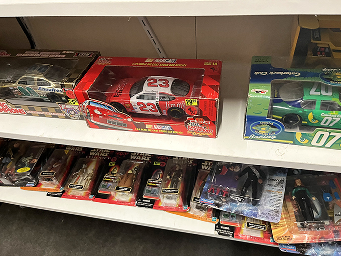 NASCAR memorabilia and Star Wars figures: the ultimate man-cave starter kit for guys who still remember when both were revolutionary.