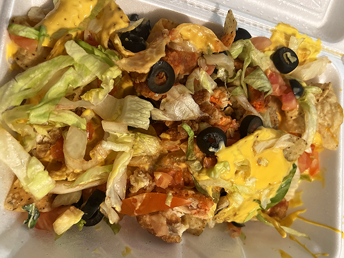 Nachos that don't know the meaning of restraint. Like a Jackson Pollock painting, but with cheese, and you can eat it.