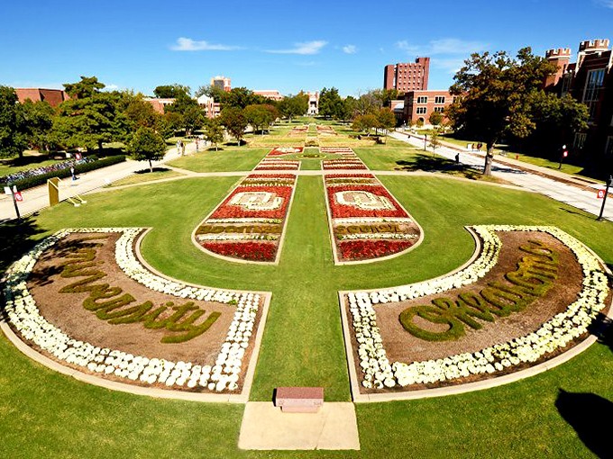 OU's South Oval becomes a living artwork when flowers spell out the university's pride in a display worth multiple photo stops.