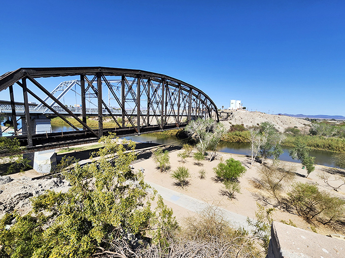The historic Ocean-to-Ocean Bridge spans the Colorado River, connecting Yuma to California. Yes, they named a bridge "Ocean-to-Ocean" in the desert&mdash;optimism at its finest!