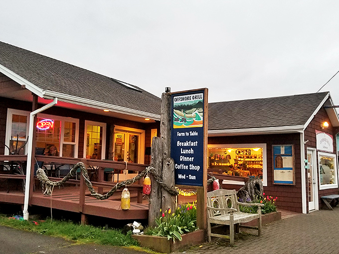 Offshore Grill's inviting porch and driftwood accents create that "I've discovered something special" feeling that makes vacation dining memorable.