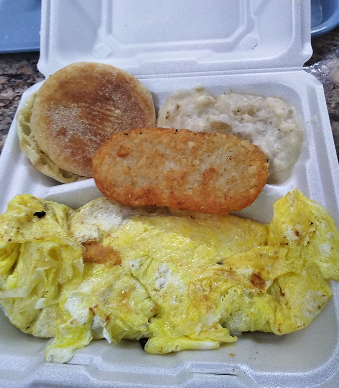 A breakfast that means business. The biscuit, eggs, and hash browns form the holy trinity of morning satisfaction.