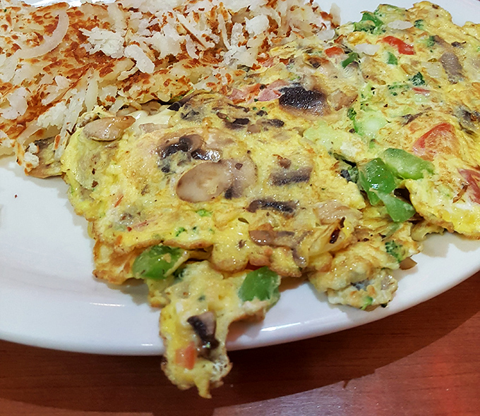 An omelet that's practically a garden wrapped in eggs. Those mushrooms and peppers didn't just show up&mdash;they were invited to the party and brought their A-game.