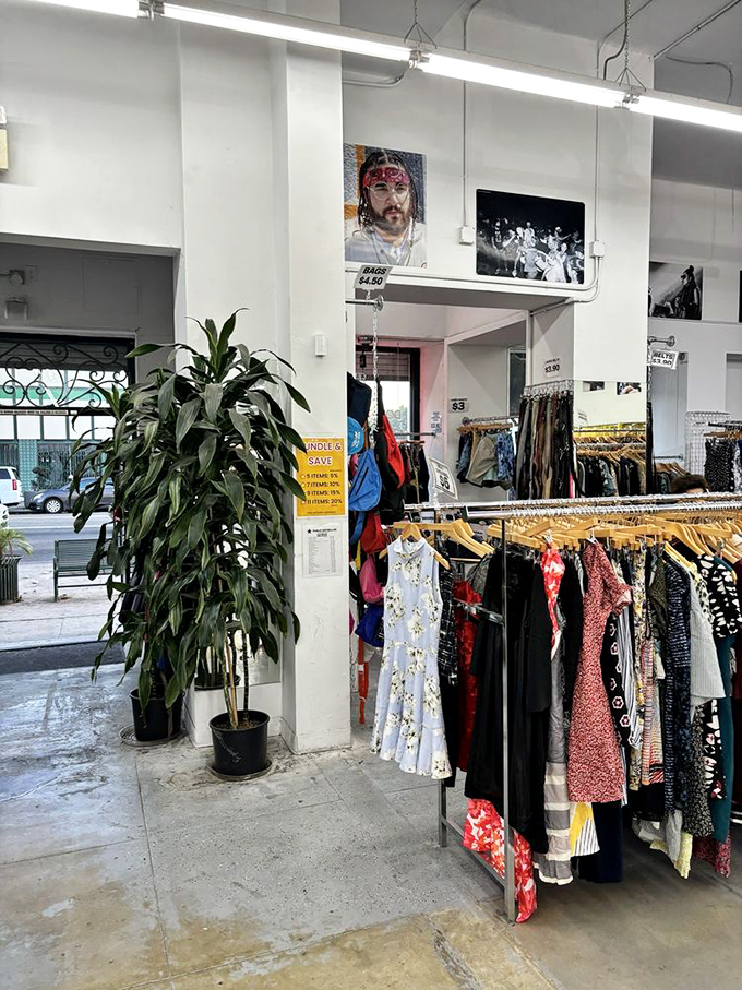 The industrial-chic aesthetic creates the perfect backdrop for your next great wardrobe discovery to unfold naturally.