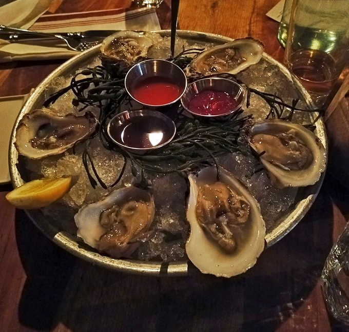 These oysters aren't just fresh – they're still gossiping about what happened in the bay yesterday. Ocean elegance on crushed ice.