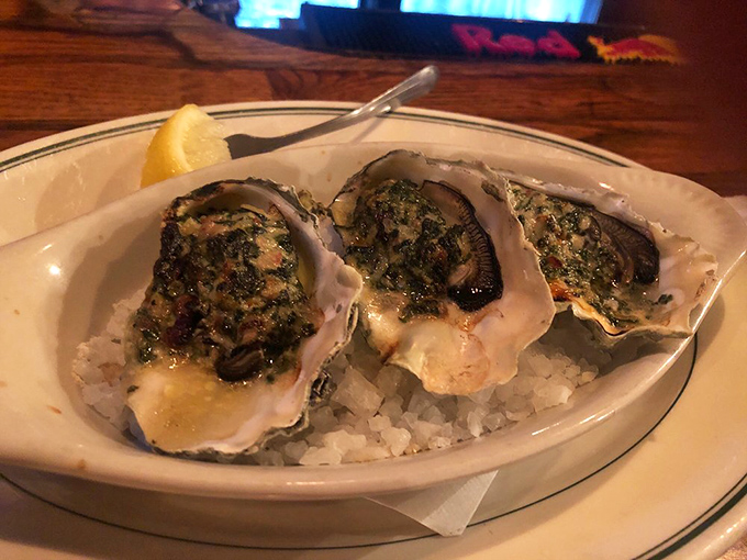 Oysters Rockefeller: where the ocean meets butter and herbs in a romance so perfect it deserves its own Netflix series.