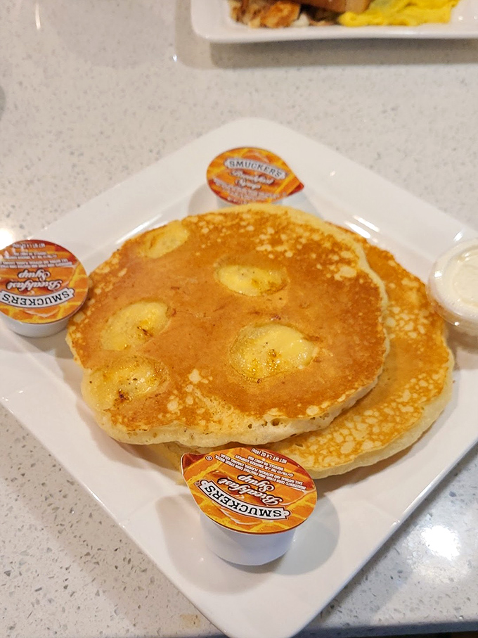 Golden pancakes with pockets of banana goodness&mdash;like edible sunshine that somehow makes Monday mornings bearable again.