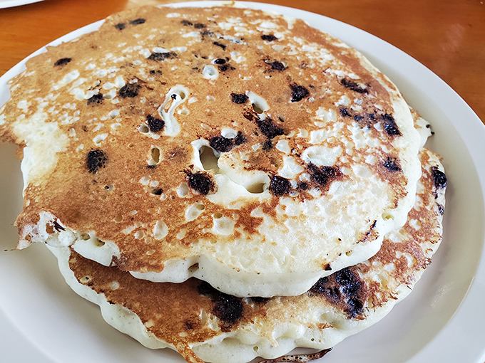 Blueberry pancakes with that perfect golden exterior &ndash; the breakfast equivalent of finding front-row concert tickets in your coat pocket.