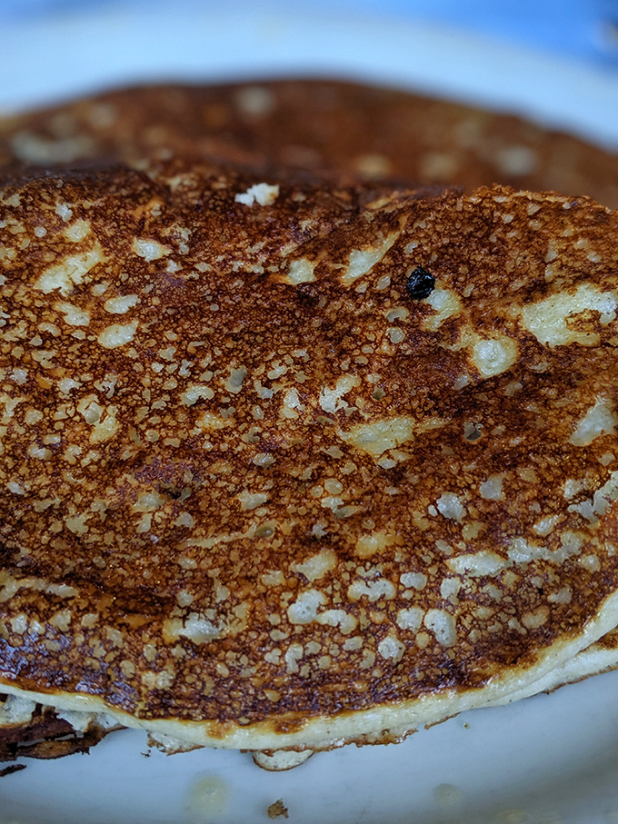 This golden-brown pancake isn't just cooked&mdash;it's been carefully persuaded to become the best version of itself. Breakfast enlightenment on a plate.