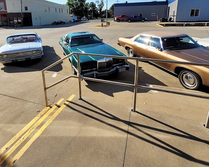 Just a quiet street in small-town Iowa, where vintage cars gather outside a building housing some of America's most unexpected treasures.