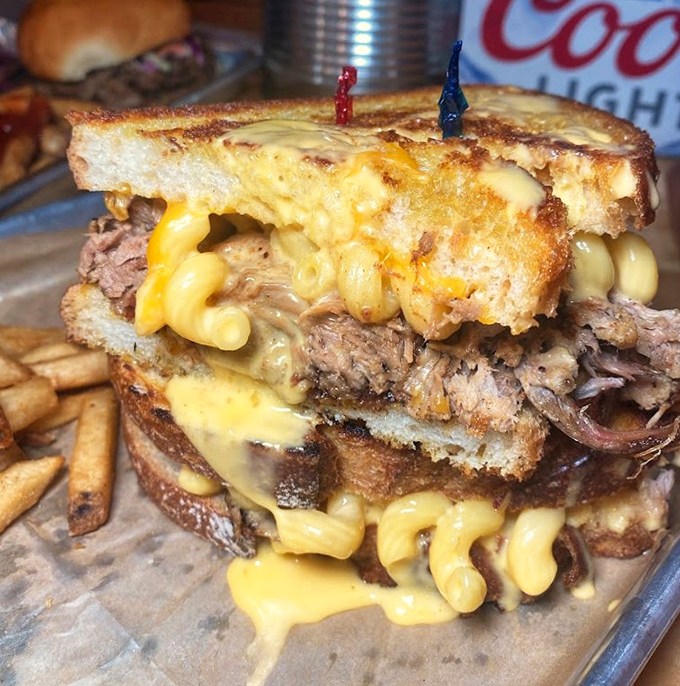 The sandwich that broke the internet – brisket and mac-and-cheese having the most delicious love affair between two pieces of grilled bread.