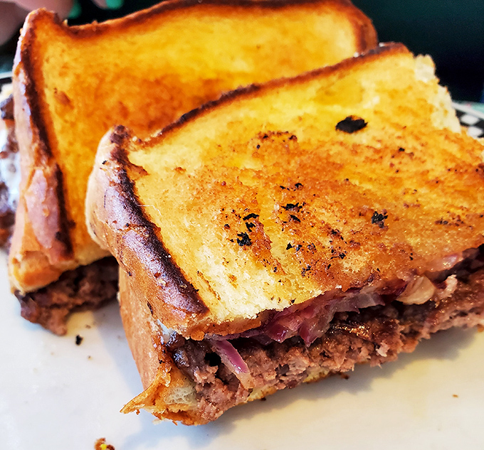 Sometimes a patty melt is just a patty melt, but here it's a work of melted cheese art.