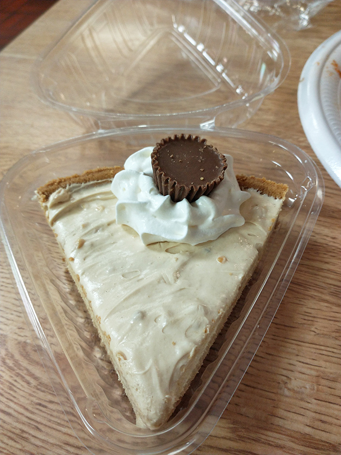 Peanut butter pie with a Reese's crown &ndash; because after conquering a rack of ribs, you deserve dessert royalty.