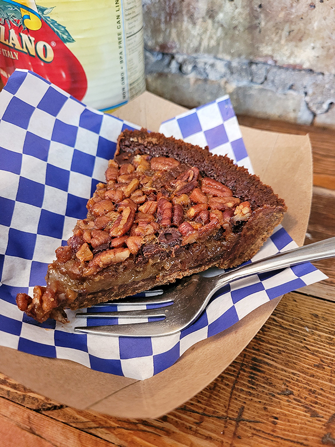 Pecan pie so rich it should have its own tax bracket. That fork is about to embark on the journey of a lifetime.