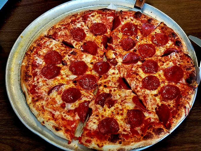 Pepperoni that curls into little cups of flavor, creating tiny pools of deliciousness across a landscape of melted cheese.