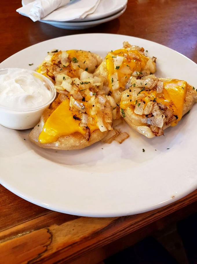 These potato pockets of joy topped with melted cheese and caramelized onions prove that Cleveland and Eastern Europe make delicious neighbors.