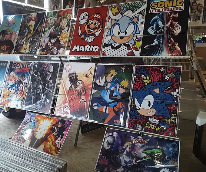 Pop culture paradise! Where else can Mario and Sonic peacefully coexist while competing for your wall space and nostalgia dollars?