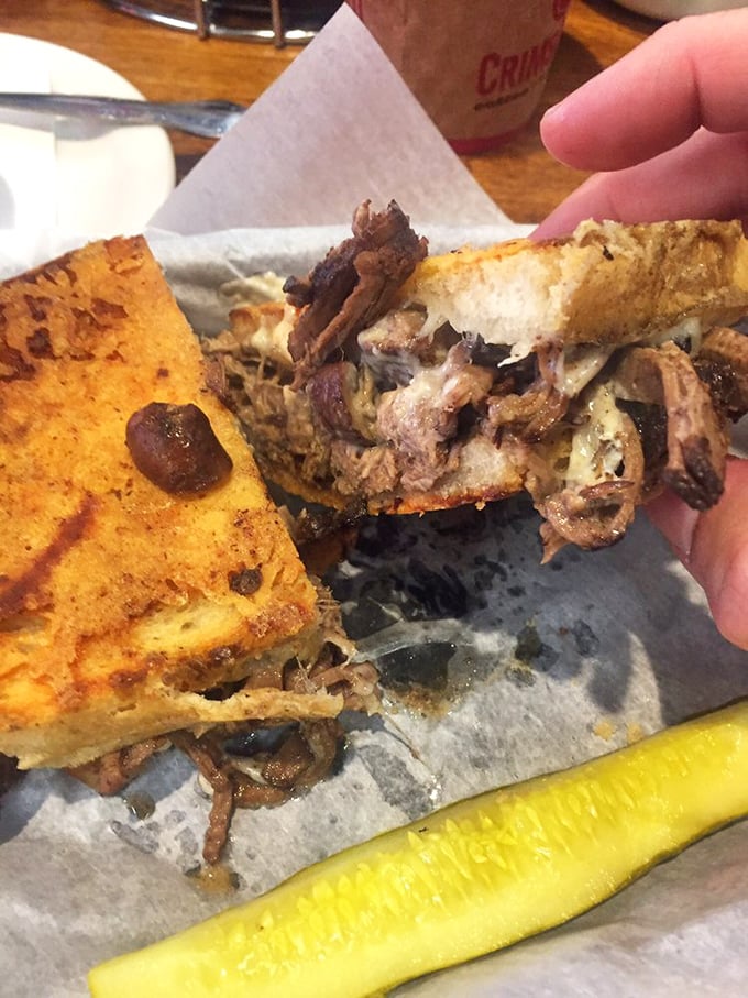 The pot roast melt - where comfort food meets sandwich engineering. Tender meat and melty cheese create the kind of sandwich that ruins all future sandwiches.