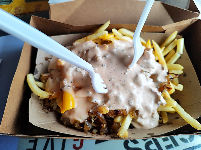 These loaded fries aren't just a side dish&mdash;they're the main event. Cheese, chili, and toppings transform humble potatoes into a fork-required feast.