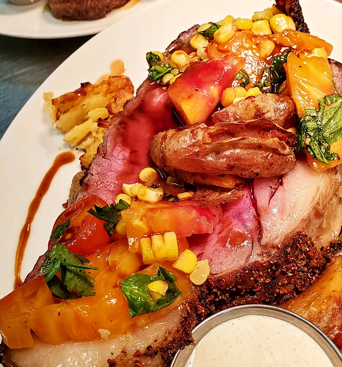 Prime rib so perfectly pink it makes even the most committed vegetarian pause for a moment of respectful silence.