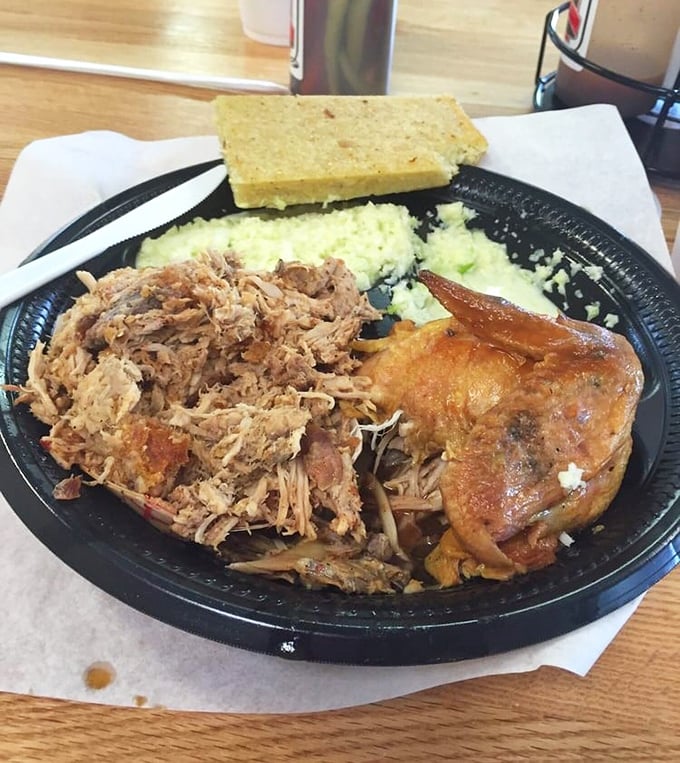 When your barbecue sandwich requires structural engineering to handle, you know you're dealing with proper North Carolina chopped pork.