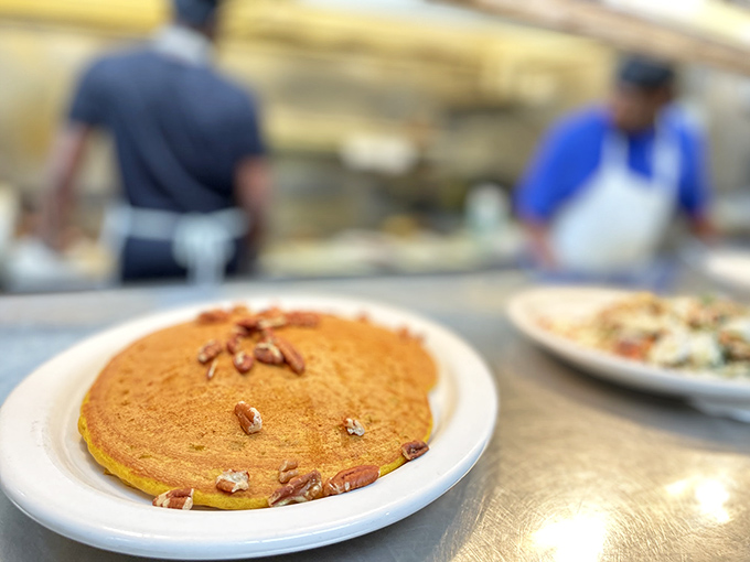 This pumpkin pancake with pecans isn't just breakfast&mdash;it's autumn on a plate, no matter what season it happens to be.