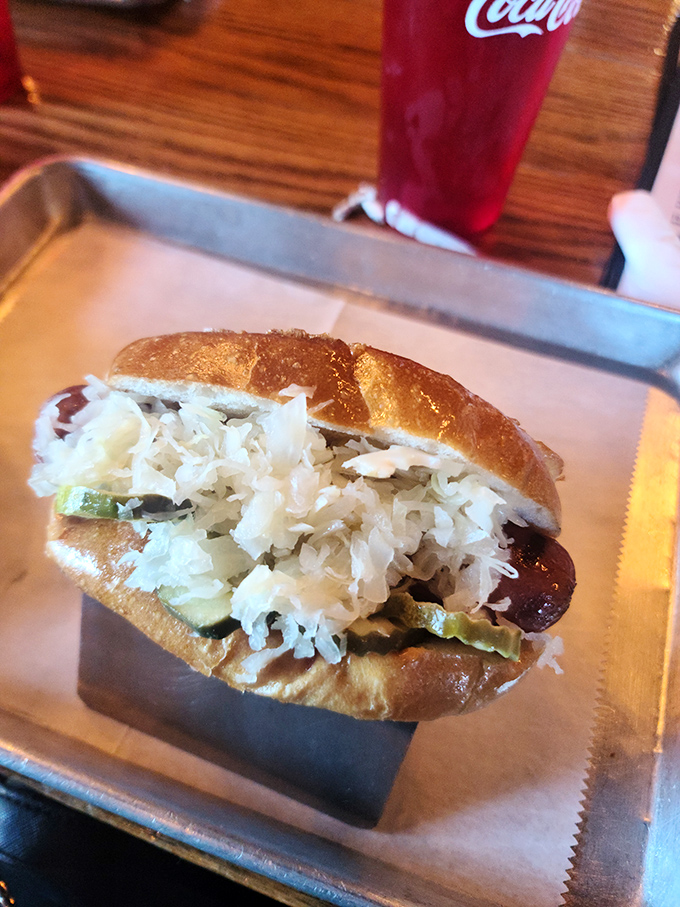 The classic dog gets the royal treatment with sauerkraut and pickles. It's like the hot dog went to Europe, found itself, and came back infinitely more interesting.