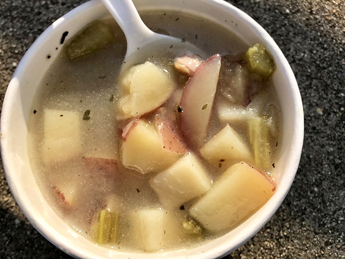 Clear-broth clam chowder &ndash; the Rhode Island-style revelation that lets the briny sweetness of clams and potatoes shine without heavy cream.