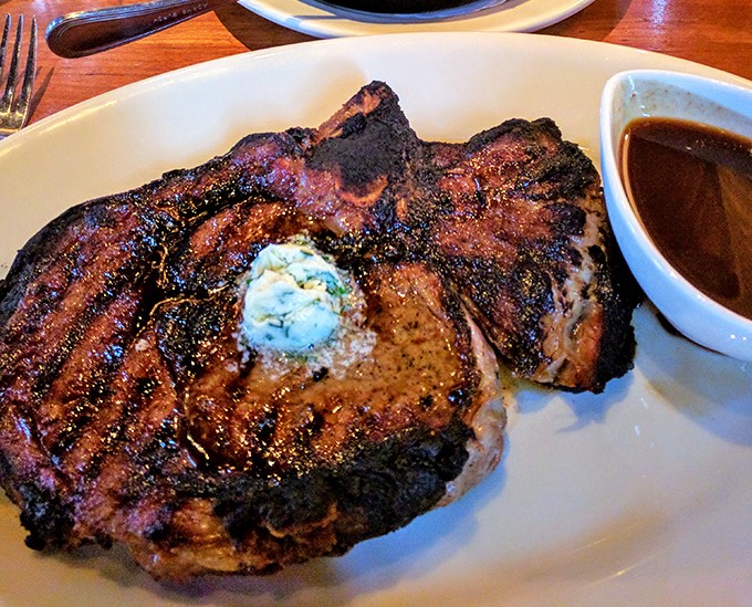 The legendary ribeye that launched a thousand road trips. Perfectly seared, sauced, and served with the confidence it deserves.