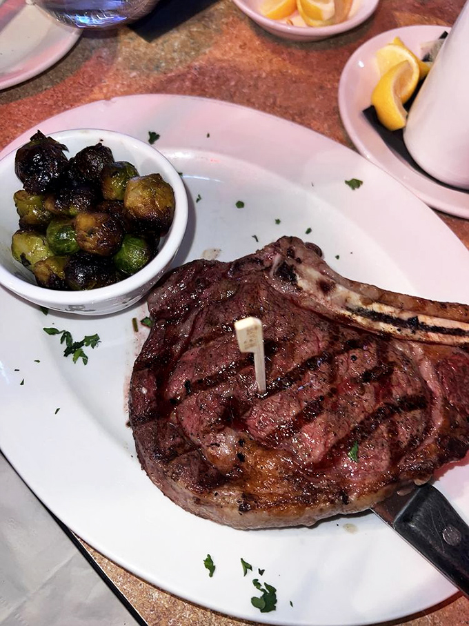 A ribeye that means business, paired with perfectly charred Brussels sprouts. This plate doesn't need fancy presentation&mdash;the flavor does all the talking.