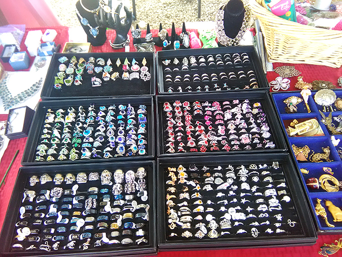 Trays of gleaming rings catch the light, offering enough bling to make a magpie weep with joy.