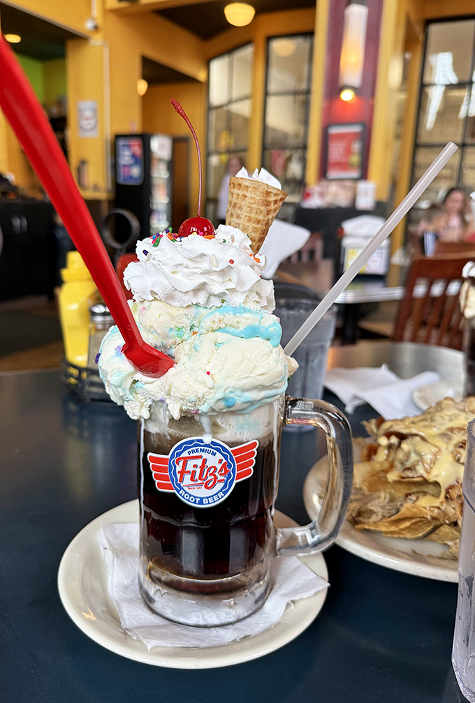 The root beer float that time forgot&mdash;a towering masterpiece of ice cream, whipped cream, and fizzy goodness that defies both gravity and restraint.