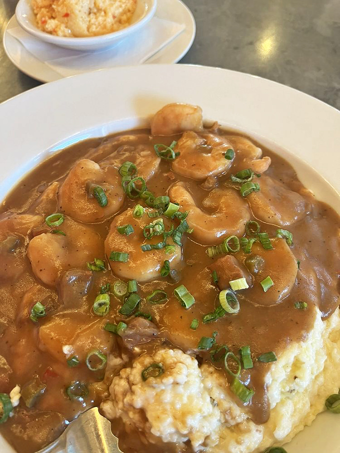 Shrimp and grits so authentic they should come with their own Southern accent&mdash;plump shrimp lounging on creamy grits under a blanket of gravy.