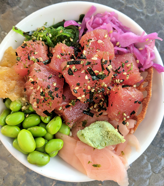 Fresh salmon ponzu bowl topped with sesame and edamame makes healthy eating look downright Instagram-worthy.