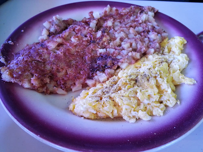 Scrambled eggs and home fries sharing a plate like old friends at a reunion&mdash;simple, unpretentious, and exactly what your soul ordered.