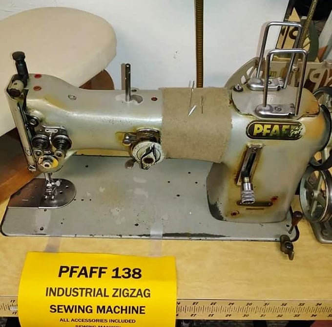 That Pfaff industrial sewing machine is a crafter's dream, ready to stitch together your next creative masterpiece beautifully.