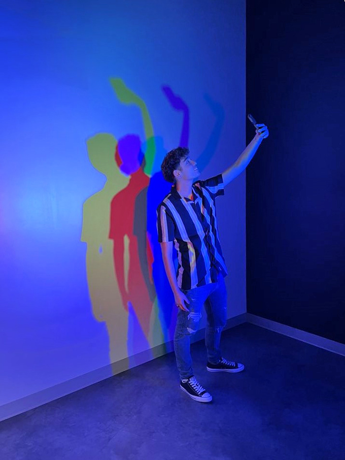 Colorful shadows create a trippy effect that would make Pink Floyd consider using this for their next album cover.