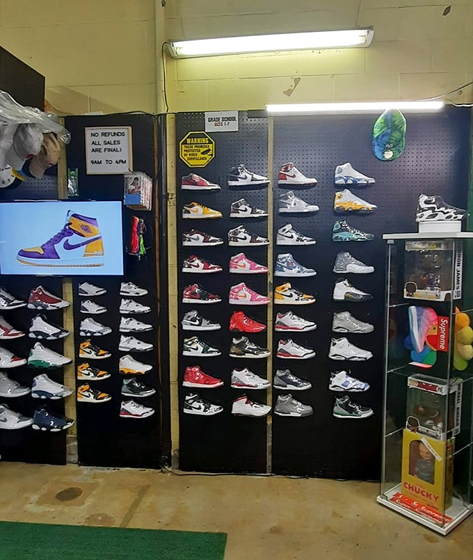 Sneakerhead heaven with more Air Jordans than Michael himself probably owns. Each pair waiting for its second chance to fly.