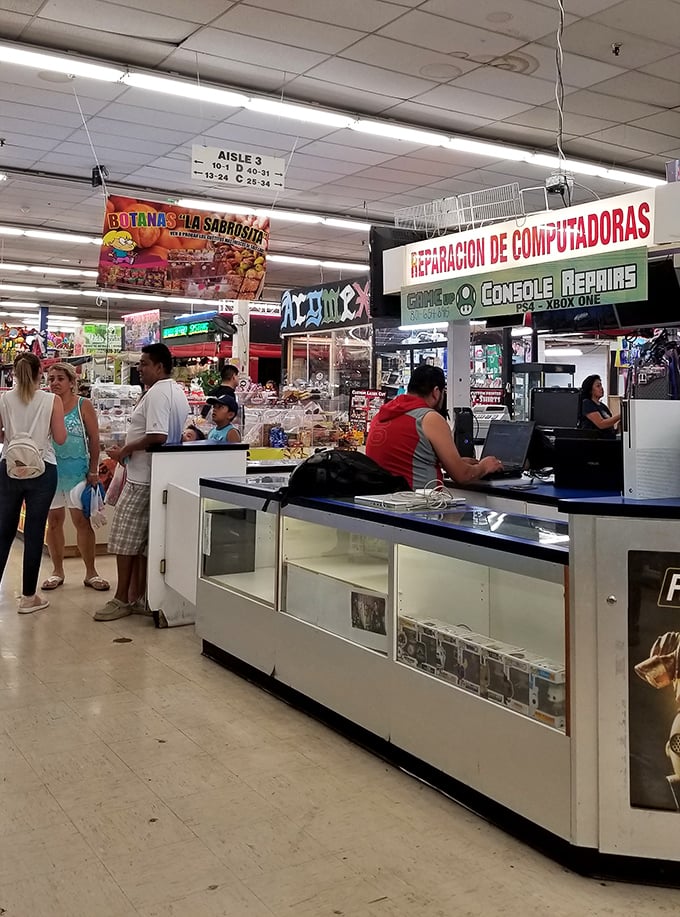 Computer repairs neighbor candy vendors in this retail democracy&mdash;where tech problems and sweet tooths find solutions simultaneously.